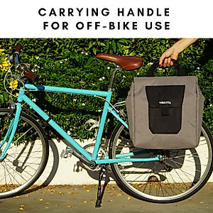 Vincita Jess Bicycle Insulated Grocery Pannier - 24 L Cooler Bike Shopping Bag for Urban Commuter with Large Capacity, Handle, Big Zipper Opening and Reflective Spots