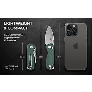 Firebird GANZO FH925-BK Small Pocket Folding Knife Button Lock D2 Steel Blade G10 Anti-Slip Handle with Clip Camping Outdoor EDC Utility Knife Best Gift for Men Women (Black)