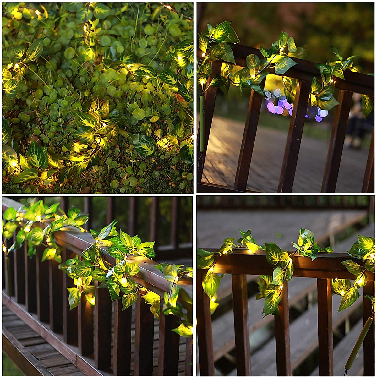 YJFWAL Artificial Green Ivy Leaf Garland String Lights - 6.5ft 1 Vine Fairy Lights with 2Pcs 30 LED String Lights, Battery Operated Fake Greenery Decor for Home, Garden, Party, Weddings, and Walls