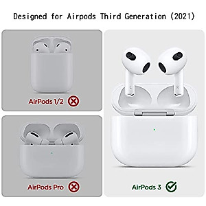 OLLSA Airpods 3 Case Cover with Keychain Red Hard Shell Case for Apple Airpods 3rd Generation Charging Case Portable Women AirPod 3rd Gen Case 2021[Front LED Visible], 2.36*1.96*0.98 inch