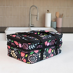 VP Home Double Casserole Insulated Travel Carry Bag (Garden Party) for Trip, Birthday Party, Mother's Day, Holiday, Christmas Day, Grocery Store, Supermarket, Outdoor Picnic etc