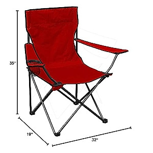 Quik Shade Chair Portable Folding Chair with Arm Rest Cup Holder and Carrying and Storage Bag, Red (146115)