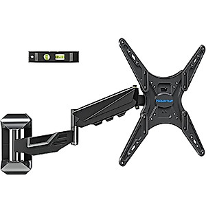 MOUNTUP Height Adjustable TV Wall Mount, TV Mount for Most 23-55 Inch TVs, Gas Spring Full Motion TV Wall Mount Bracket, Swivel Tilt Single Articulating Arm, Fits Max VESA 400x400mm, 11-44lbs MU0037