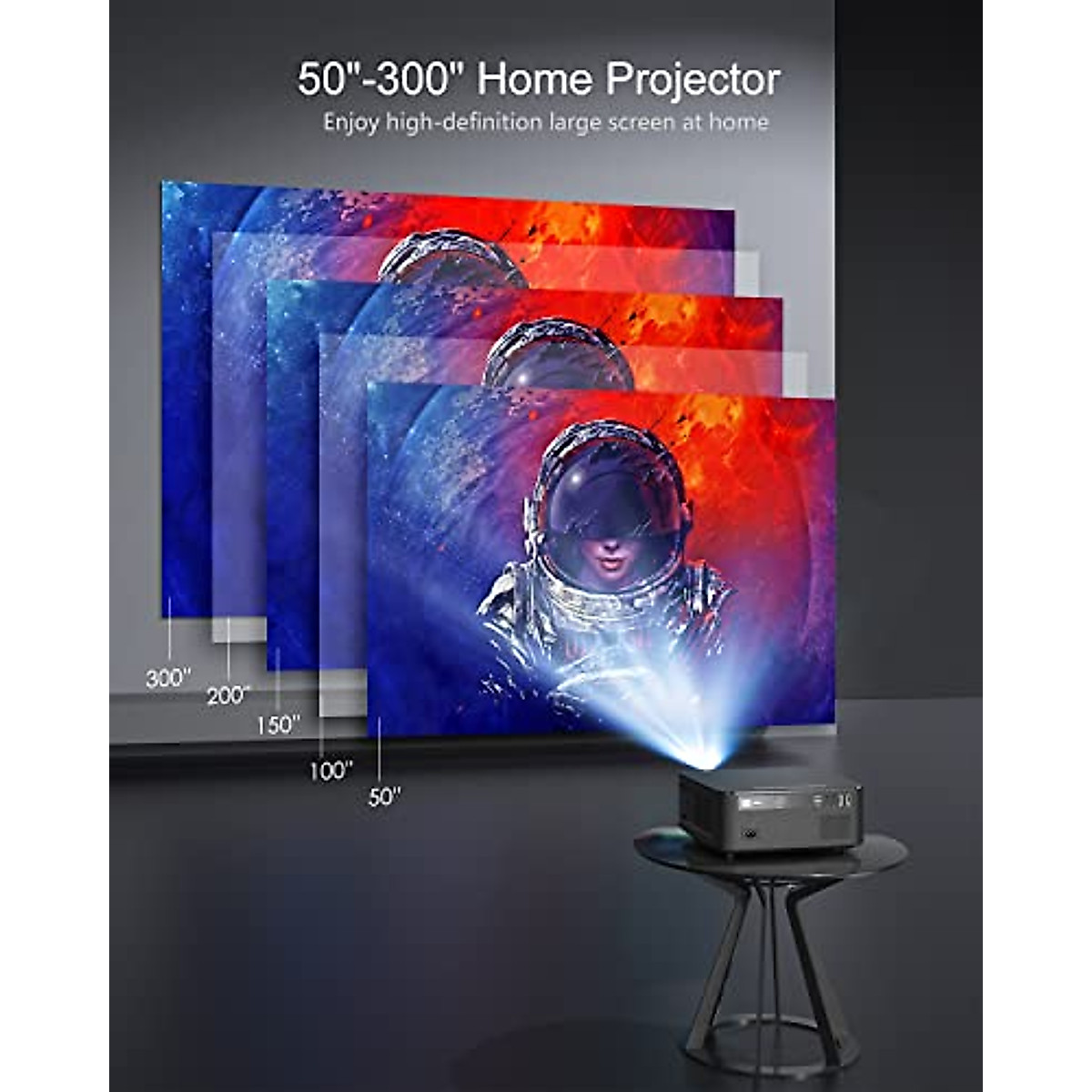 1080P Full HD Projector, 15000 Lumens Portable Movie Projector, FunFlix 300" WiFi Projector Bluetooth Projector, Home Theater Video Projector Compatible with HDMI, VGA, USB, AV, Laptop, Smartphone