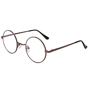 Pro Acme Non Prescription Clear Lens Glasses Retro Small Round Metal Frame (Bronze)