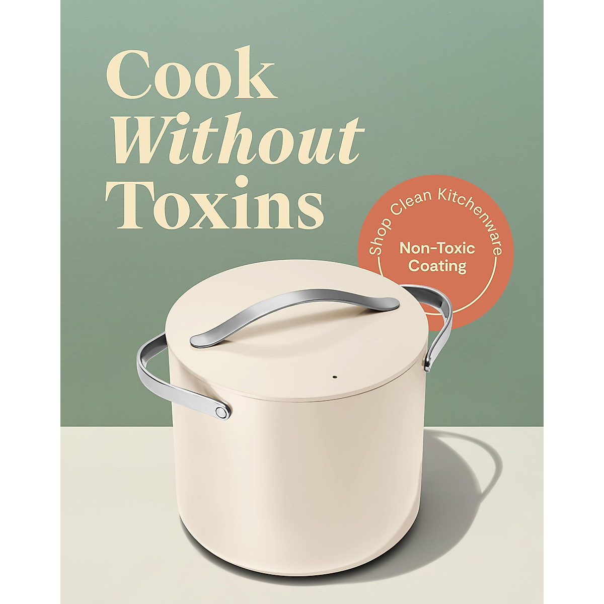 Caraway Stock Pot - 12 Qt Ceramic Coated Pot With Lid - Fee From Forever Chemicals - Large Pot for Bigger Batches - Navy