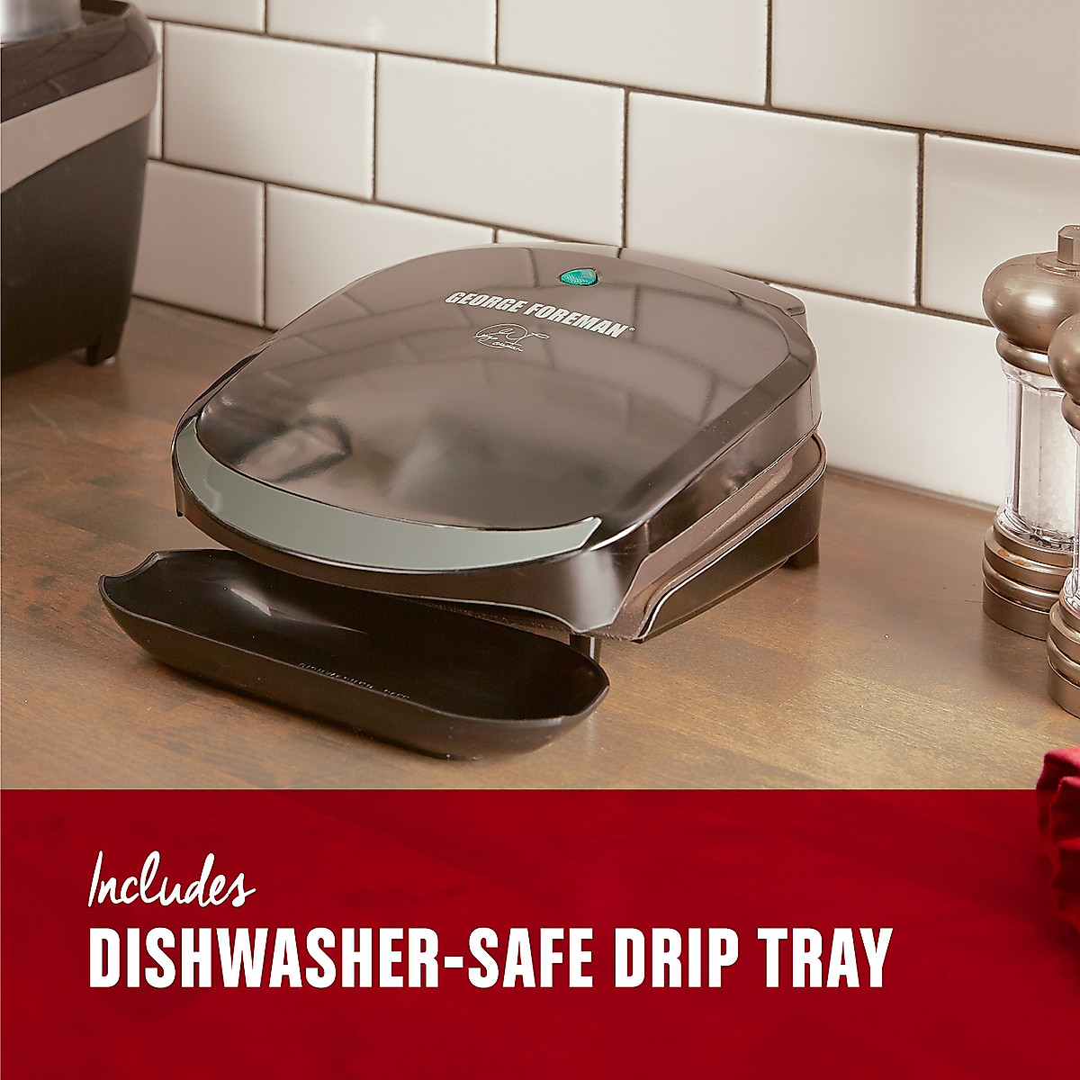 George Foreman 2-Serving Classic Plate Electric Grill and Panini Press, Black, GR136B