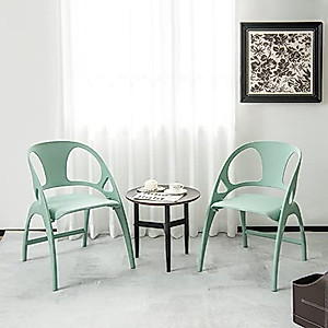 Giantex Folding Dining Chairs Set of 2, Outdoor Plastic Dining Chairs with Armrest and High Backrest, 330 LBS Modern Dining Chairs for Dining Room Kitchen, Green