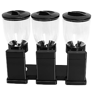Hedday Triple Canister Cereal Dispenser, Plastic Dry Food Cereal Dispenser Container Machine Storage Bottles for Home and Kitchen(Black)