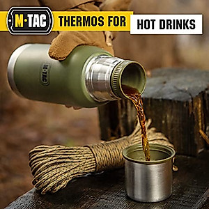 M-Tac Thermo Bottle Type 2 for Cold & Hot Beverages - Stainless Steel Leakproof Vacuum Insulated Flask (Olive, 25 oz)