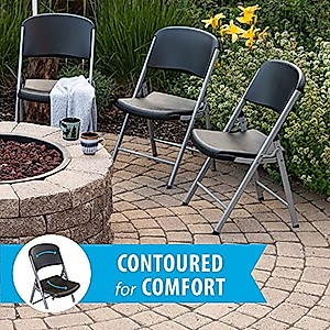 LIFETIME Commercial Grade Folding Chairs, 4 Pack,Plastic, Black/Silver