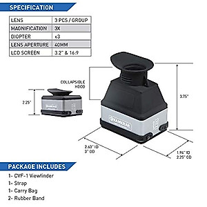 Kamerar CVF-1 Collapsible LCD Viewfinder 3X Magnifier for 3.0" and 3.2" DSRL Camera LCD Screen for Canon, Nikon, Pentax, Sony DSLR, Camera Screen Sunshade Hood