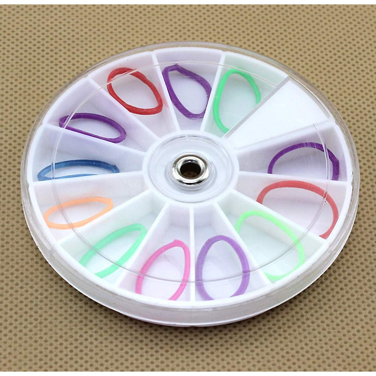 AKOAK Plastic Storage Box, 12 Compartment Bead Tissue Display Container, Rotating Jewelry, Cosmetics, Nail Art Storage Box, Pack of 1