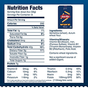 Barilla Ziti Pasta, 16 oz. Boxes (Pack of 12) - Non-GMO Pasta Made with Durum Wheat Semolina - Kosher Certified Pasta