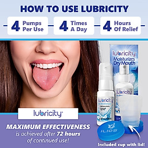 Lubricity Dry Mouth Oral Spray - 2 Piece Dry Mouth Products for Efficient Relief, Travel-Size Dry Mouth Spray, Mouth Moisturizer for Dry Mouth, Dry Mouth Remedies - 0.5 oz Each with Ilios Travel Cup