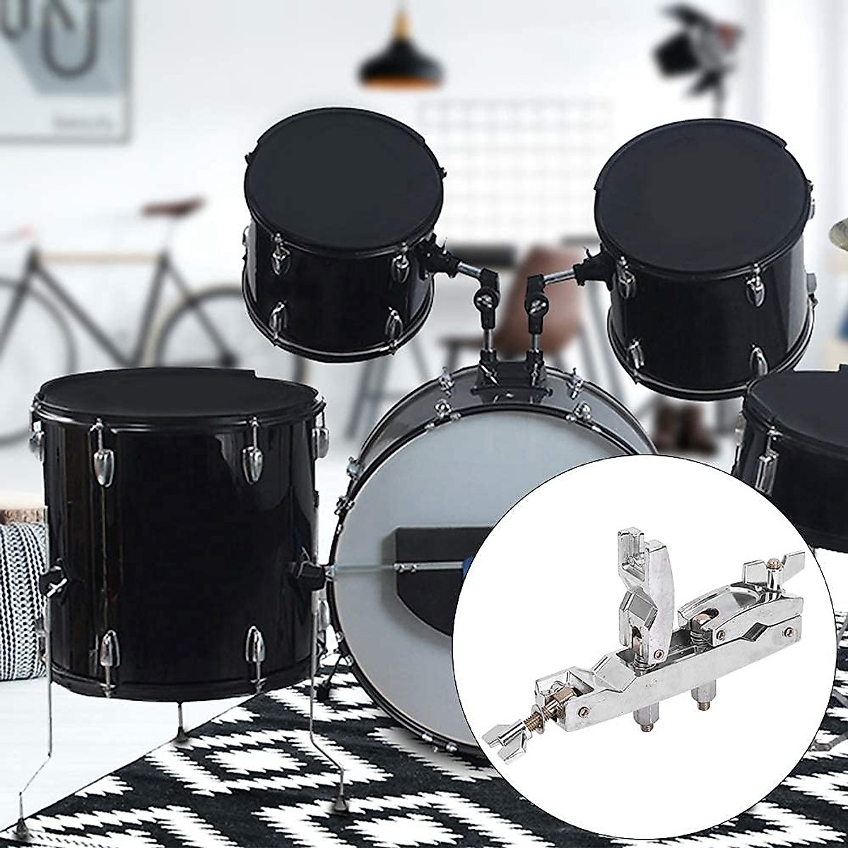Drum Clip Rod Zinc Alloy Connecting Clamp Holder Bracket Rod Percussion Multi-function Clip Silver