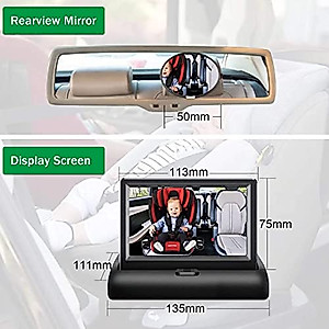 Baby Car Camera ,SAMFIWI Baby Car Mirror Safety Car Seat Mirror Camera and Monitor with Infrared Night Vision Best Baby Monitor and Camera for Baby Car Seat Rear Facing