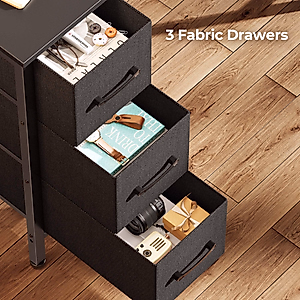 Seventable Corner Desk with Power Outlets & 3 Drawers, 44.6" Reversible Small L Shaped Computer Desk with LED Lights, Gaming Desk with Storage Shelves, Home Office Desk with Monitor Stand, Black