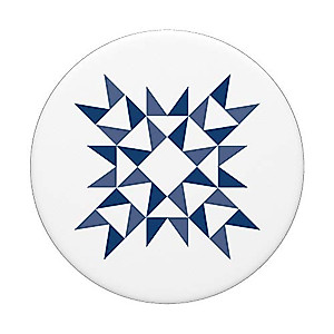 Blue Geometric Quilt Block Look PopSockets PopGrip: Swappable Grip for Phones & Tablets