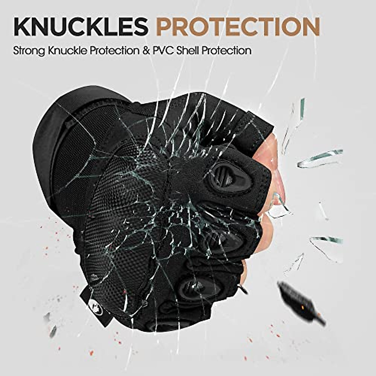 Mossy Oak Fingerless Tactical Gloves, Combat Gloves with Hard Knuckle for Outdoor Sports Training Shooting Airsoft Paintball Army Hunting Motorcycling Cycling