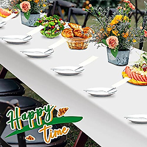 Jecery 50 Pcs Disposable Plastic Tablecloth 60 x 126 Inch Decorative Rectangle Table Cover Plastic Table Cloth for Indoor Outdoor Birthday Wedding Parties (White)