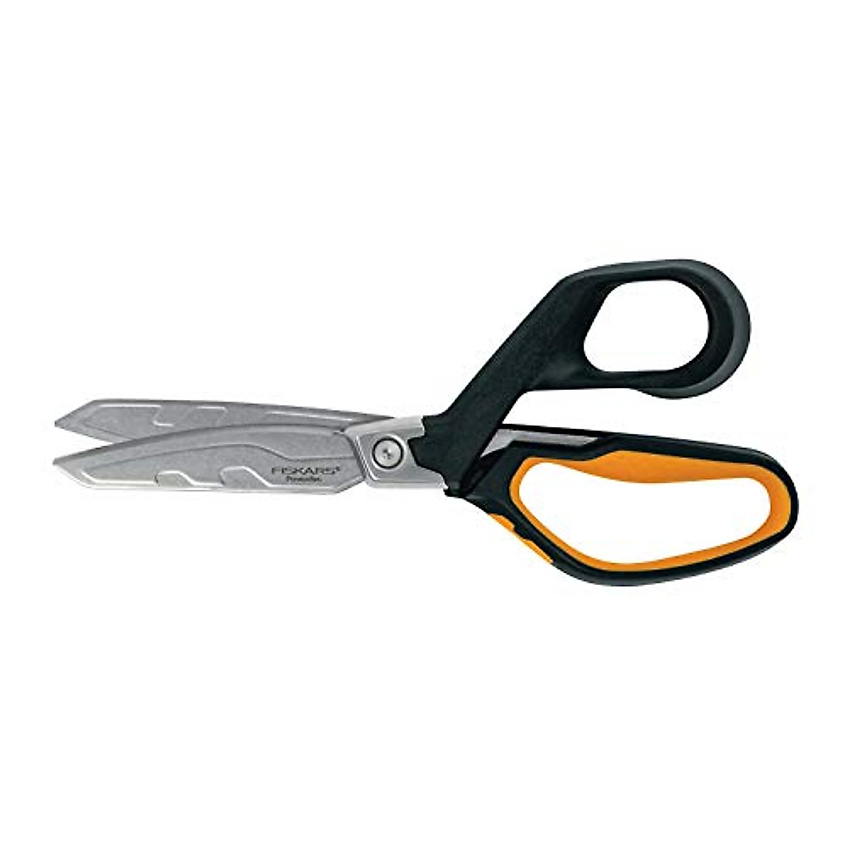 Fiskars PowerArc Heavy-Duty Scissors, Up to 30% More Power, Length 21cm, Durable Stainless Steel Blade/Plastic Handles, 1027204, Orange/Black