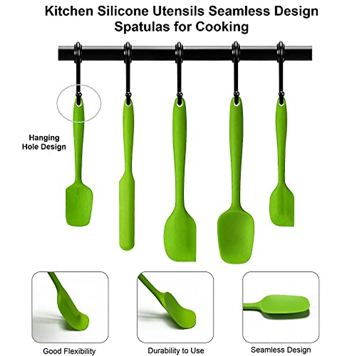 Rubber Spatulas of 5 Silicone Heat Resistant Cooking Utensils Set for Nonstick Cookware, Kitchen Baking Decorating Supplies Frosting Spatula Set for Cake Turntable,Bread Bench Scraper