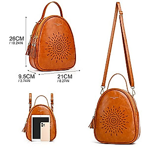 APHISON Fashion Mini Backpack Purse for Women Cute Small Backpacks PU Leather Crossbody Shoulder Bags Handbags Multifunctional and Large-Capacity Daypack Purse L-BROWN