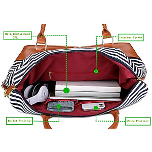 BAOSHA HB-28 Ladies Women Canvas Travel Weekender Bag Overnight Carry-on Duffel Tote Bag (Blue)