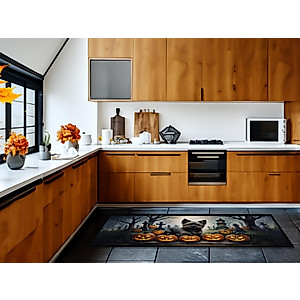 Caroline's Treasures Cairn Terrier Spooky Halloween Runner Mat 28x58 Front Door Mat Indoor Outdoor Rugs for Entryway Hallway Foyer Non Slip Washable Wide Doormat