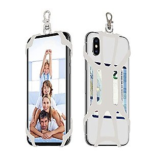 CalorMixs Universal Cell Phone Lanyard - Universal Neck Phone Holder w Adjustable Neck Strap - Compatible with Most Smartphones (White)