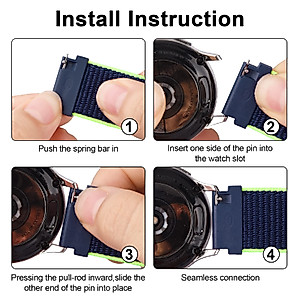 Amzpas Quick Release 20mm Watch Band Nylon Loop 20mm Watch Strap, Nylon Breathable Replacement Band for Samsung Galaxy Watch 40mm 44mm