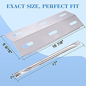 Hipoilk Grill Replacement Parts for Ducane 30400040 Parts, Repair Kit for Ducane Gas Barbecue Grill 3100, 3200, 3400 Replacement Burner Tube Heat Plate Shield DUCHD1, 30500048, 30500602, DUCHP1