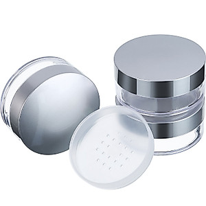 Hotop 3 Pieces 50 ml Plastic Empty Powder Case Face Makeup Jar Travel Kit Blusher Cosmetic Makeup Containers with Sifter and Lids