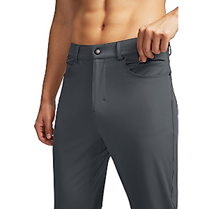 Men's Stretch Golf Pants with 6 Pockets Slim Fit Dress Pants for Men Travel Casual Work (Ink Grey, L)
