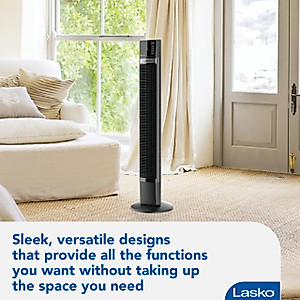 Lasko XtraAir 48-Inch Tower Fan with Remote Control, House-Fan Air Ionizer for Living Room, Bedroom, Office, and More, 2 Pack