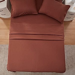 NexHome Twin XL Size Sheet Set, Breathable & Cooling Sheets, Hotel Luxury Bed Sheet, Extra Soft, Deep Pockets 16", Easy Fit, Wrinkle Free, Comfy, Chocolate Bed Sheets 3 Piece Set