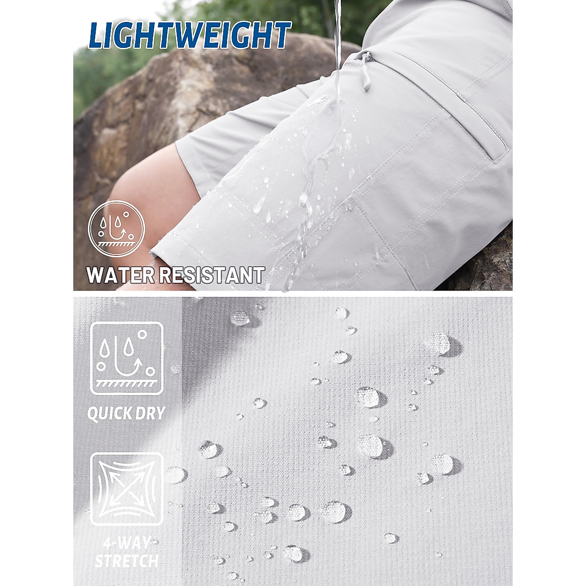 TACVASEN Mens Golf Shorts White Shorts Mens Cargo Shorts Lightweight Quick Dry Shorts Men Hiking Fishing Casual Shorts