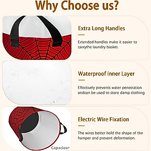 UIUPRO Laundry Hamper, Spider Web Red Laundry Basket,Waterproof Foldable Storage Bin for Bedroom,Clothes Organizer Basket,Toys Box 16x20 Inch