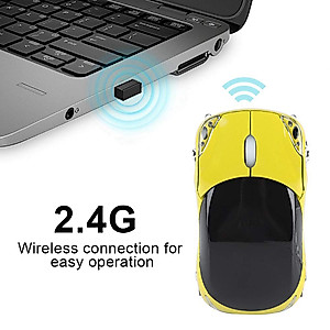Zerone 2.4GHz Mouse, Portable Optical Mouse 1600DPI for/Android/ME/Windows PC/Tablet Gaming Office (Yellow)