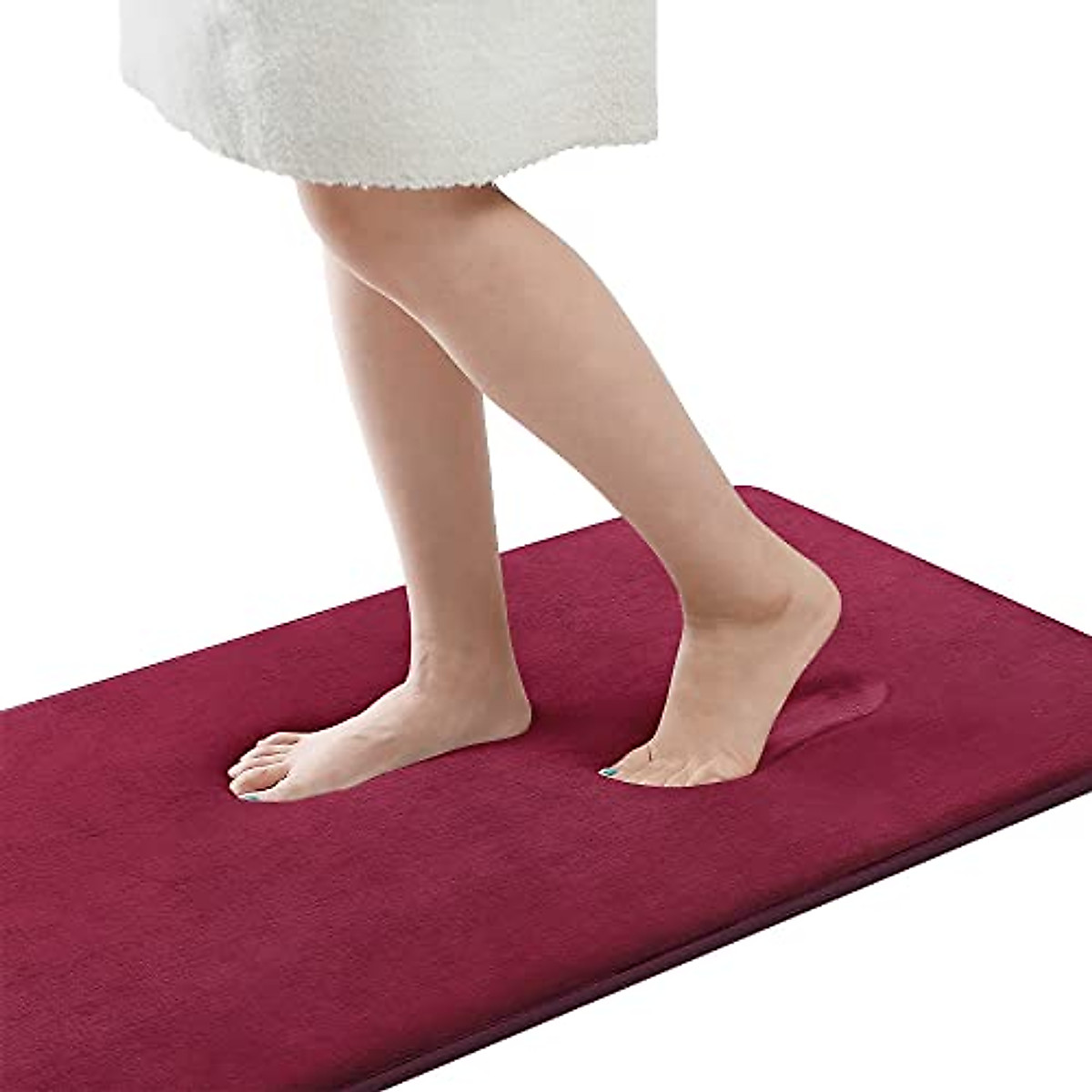 Small Memory Foam Bathroom Mats 17 "X 24" Non Slip 0.7" Extra Thick Super Absorbent Bath Rugs Carpet Super Cozy Quick Dry Machine Wash Red