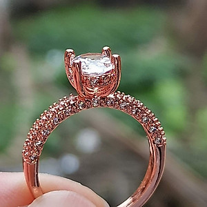 XIALV Rose Gold Plated Cubic Zirconia 2 Carats Oval Cut Ring Simulated Diamond CZ Wedding Engagement Ring for Women (US size 10)