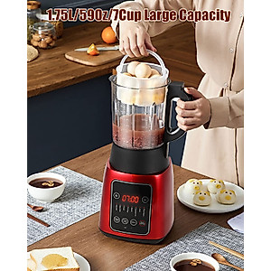Moongiantgo Professional Cooking Blender for Kitchen Hot Cold with 8 Presets, 59Oz Glass Jar, 58000RPM High Speed Quiet for Smoothie Shake Red 110V