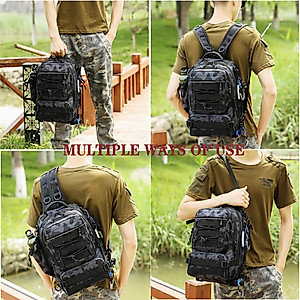 Meprona Fishing Tackle Backpack Storage Bag, Outdoor Shoulder Backpack, Water-Resistant Fishing Gear Bags with Rod Holder and Stainless Steel Fishing Plier (Standard(14.5 * 9 * 5.5 inch)-Black)