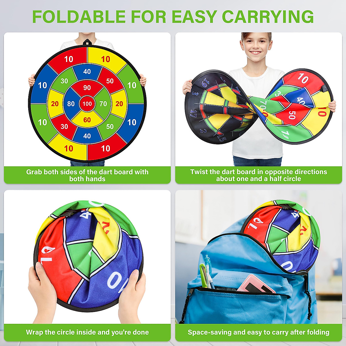 Toy Sports Double Sided Dart Board for Kids, Kids Dart Board with 12 Sticky Balls, Indoor Outdoor Party Play Game Toys, Gifts for 5 6 7 8 9 10 11 12 Year Old Boys Girls