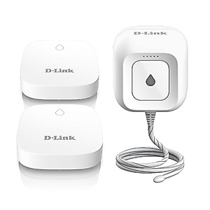 D-Link Wi-Fi Water Leak Sensor and Alarm Starter Kit w/ 2 Add-on Units, Whole Home System with App Notification, AC Powered, No Hub Required (DCH-S1622KT),White