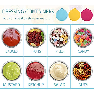 Ecurfu Salad Dressing Containers To Go, 3x1.5 oz Small Condiment Containers with Lids, 18/8 Stainless Steel Dipping Sauce Cups Set Leakproof, Fits in Kids Bento Box for Lunch, Picnic and Travel