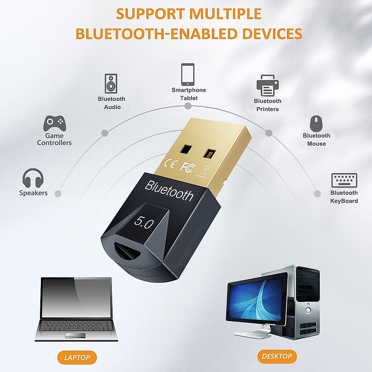 Universal USB Receiver for Wireless Keyboard,Unifying Receiver,Wireless Mouse USB Adapter,External Bluetooth Adapter,Realtek Chips,Stable Performance,Support Win10/8/7,for Laptop,Headset,Speakers