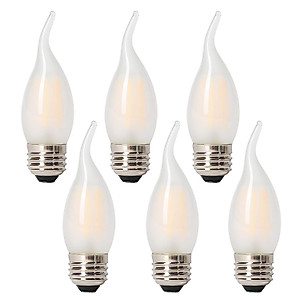PANLAVIE LED 40 Watt Chandelier Bulbs Standard Base Frosted Bulbs, Dimmable Filament 40 Watt LED Bulbs (Uses Only 3.5 watts), E26 Medium Base, 2700K Warm Light Candle Bulbs, Pack of 6