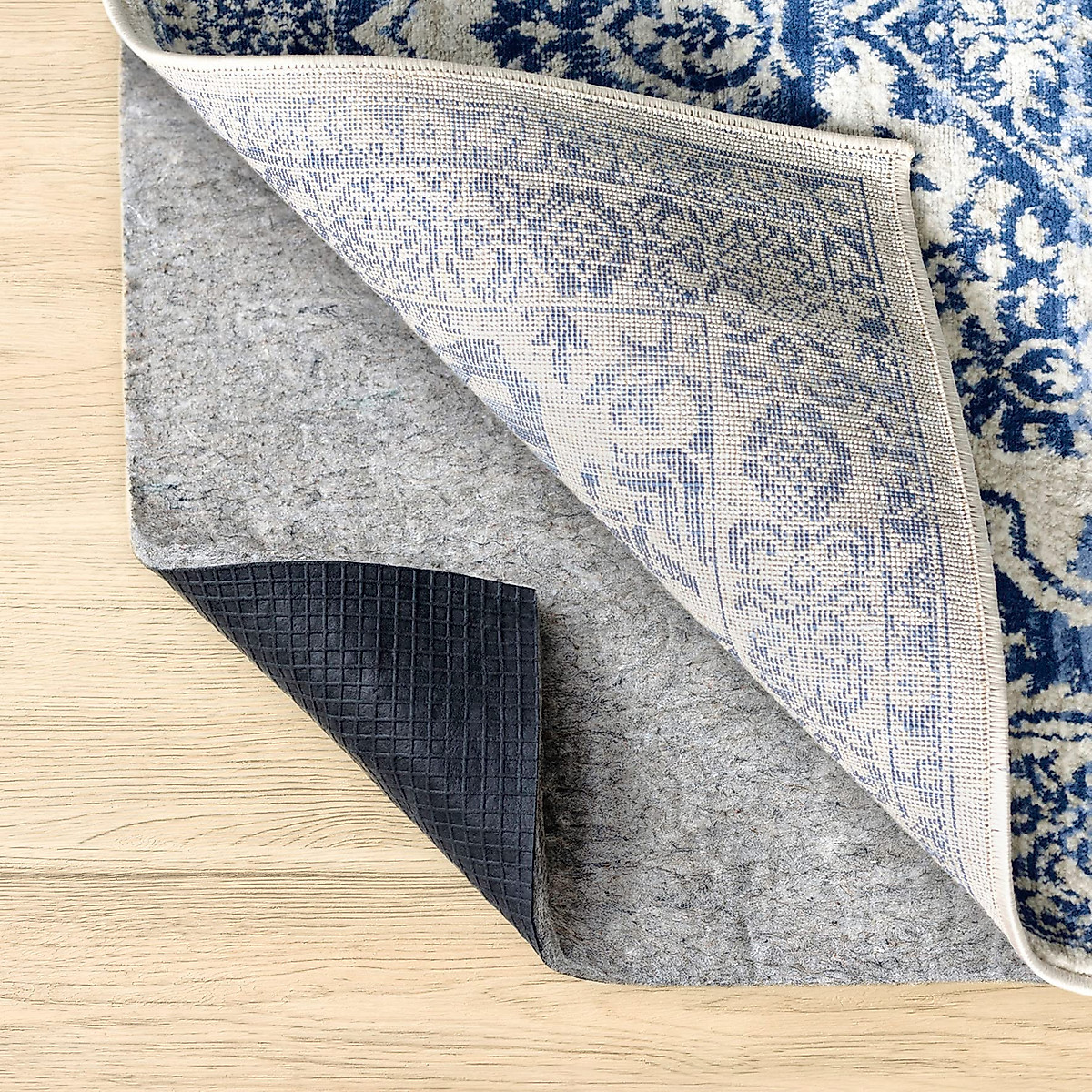 RUGPADUSA - Dual Surface - 8'x10' - 3/8" Thick - Felt + Rubber - Enhanced Non-Slip Rug Pad - Adds Comfort and Protection - for Hard Surface Floors